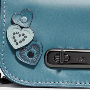 Coach | Bags | Coach 35 Swagger Shoulder Bag Hearts Applique Blue ...
